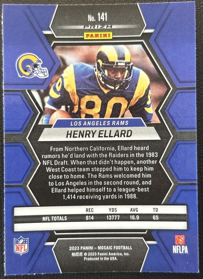 Henry Ellard #141 Blue Reactive 2023 Panini Mosaic Football Los Angeles ...
