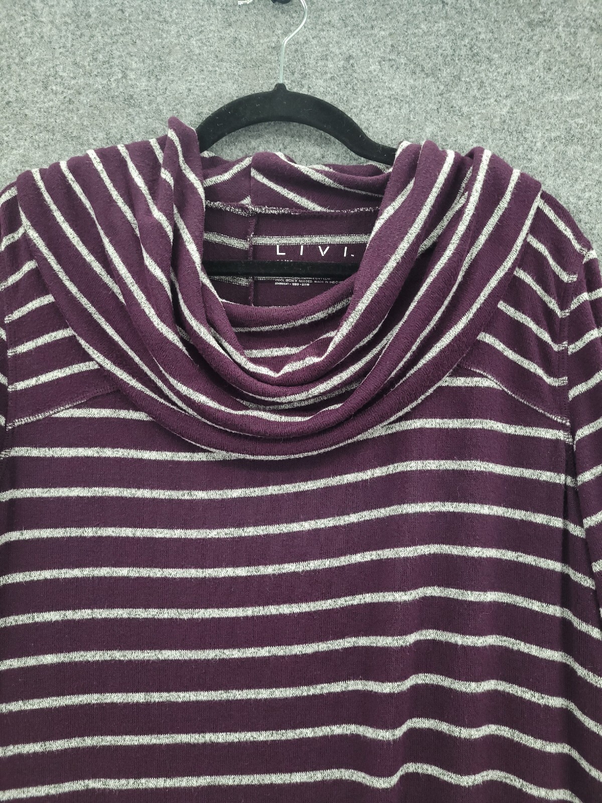 LIVI Tunic Sweater Top Womens 14 Short Sleeve Cowl Neck Stretch Purple ...