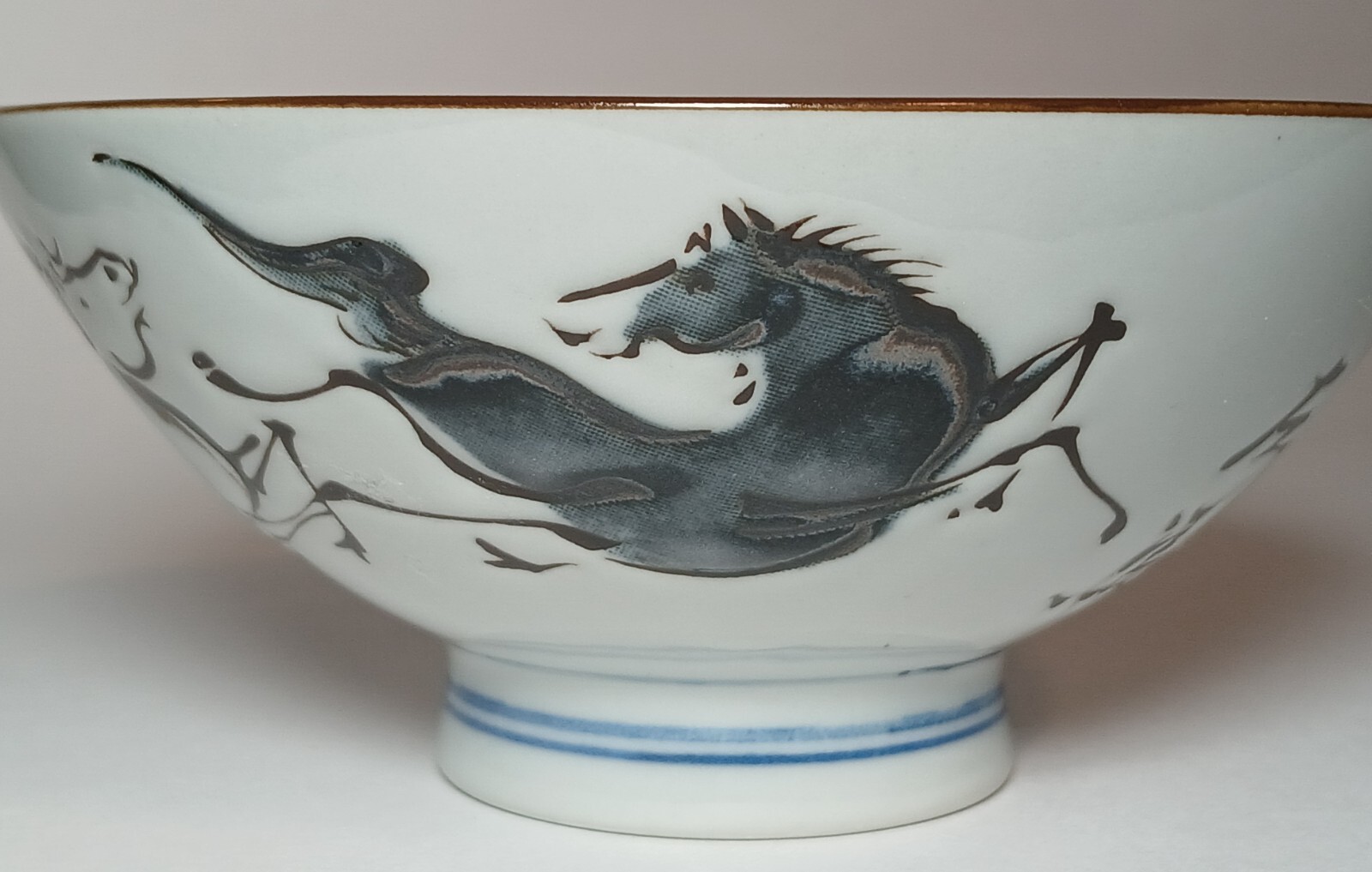 Japanese Leaping Horse & Leaf Pattern Porcelain Rice Bowls Set of 4 | eBay