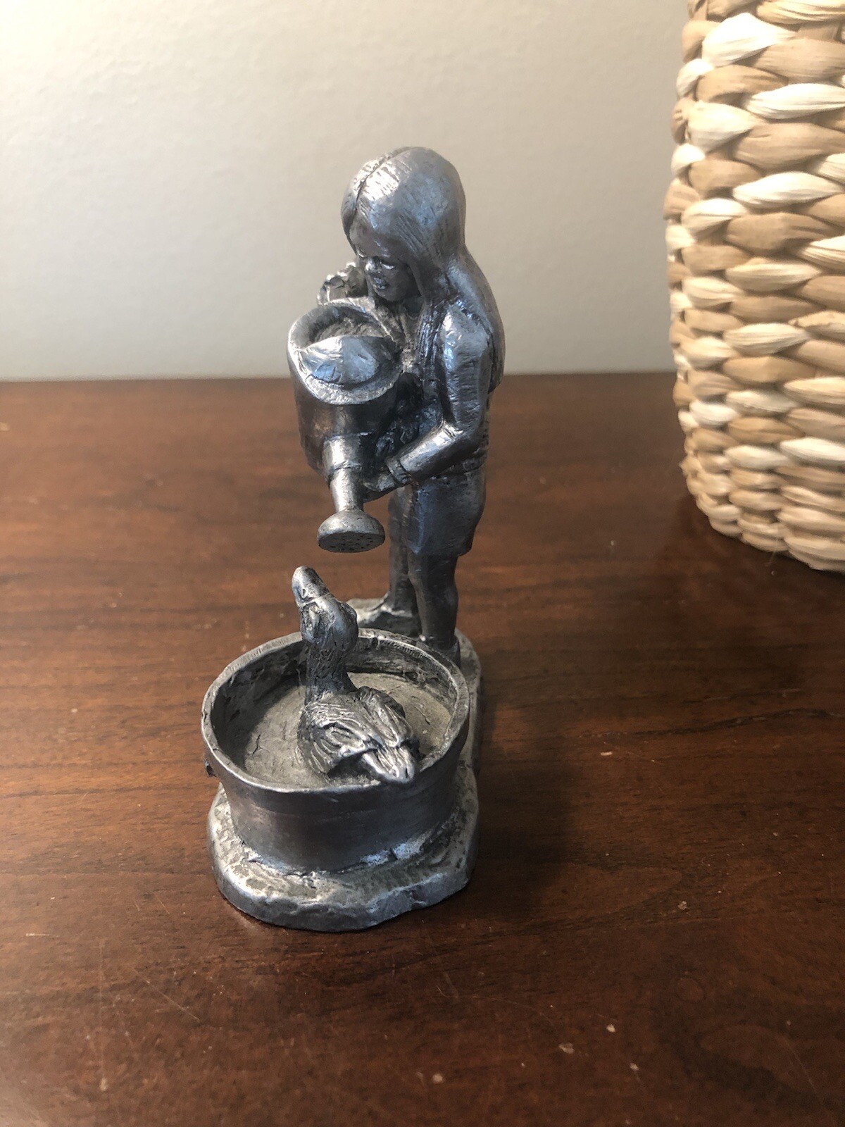 Vintage Michael Ricker Pewter Virginia Girl and Duck Figure 1983 Signed ...