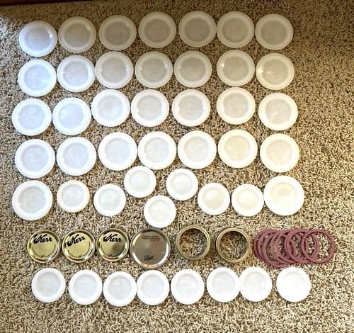 45+ Tattler White Plastic Jars Inserts & Other Canning Items Mixed Lot ...