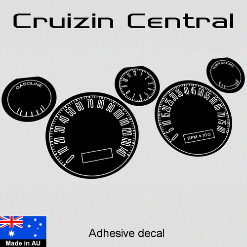 Plastic BLACK DECALS for Ford Mustang 67-68 KMH MPH gauge tacho sticker ...