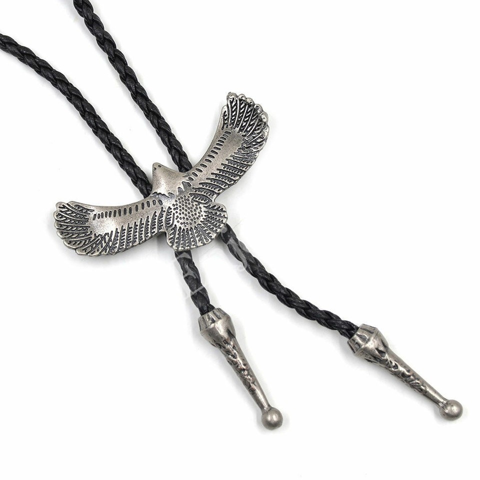 Western Cowboy Bolo Tie Black Stone Obsidian Rodeo Dance Necktie ...