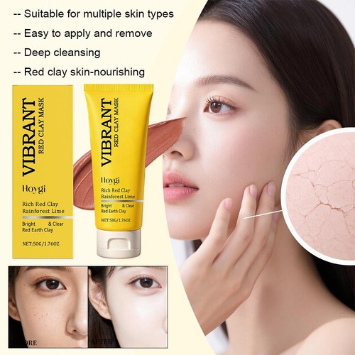 Vibrant Red Soil Mud Face Mask Deep Cleaning For Bright Clear 50ml and ...