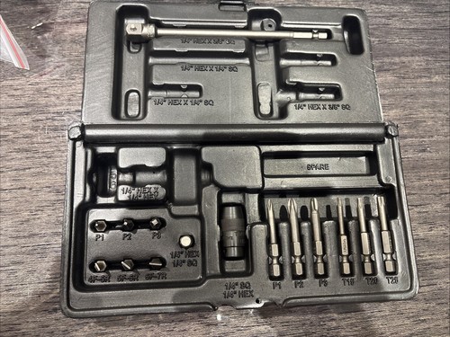 Snap On 19 pc 1/4" Hex Drive Adaptor and Bit Set Power Incomplete ...
