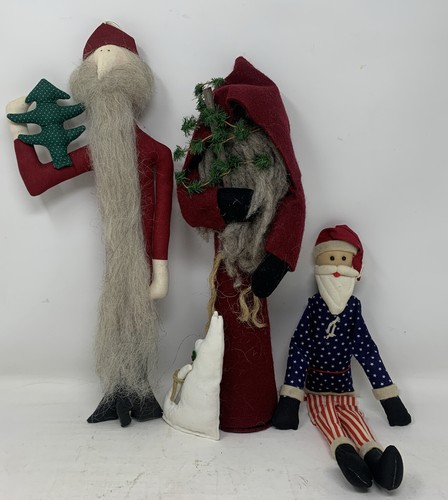Folk Art Christmas Lot Hand Made Santa, Old Man Winter, Coyote & Uncle ...