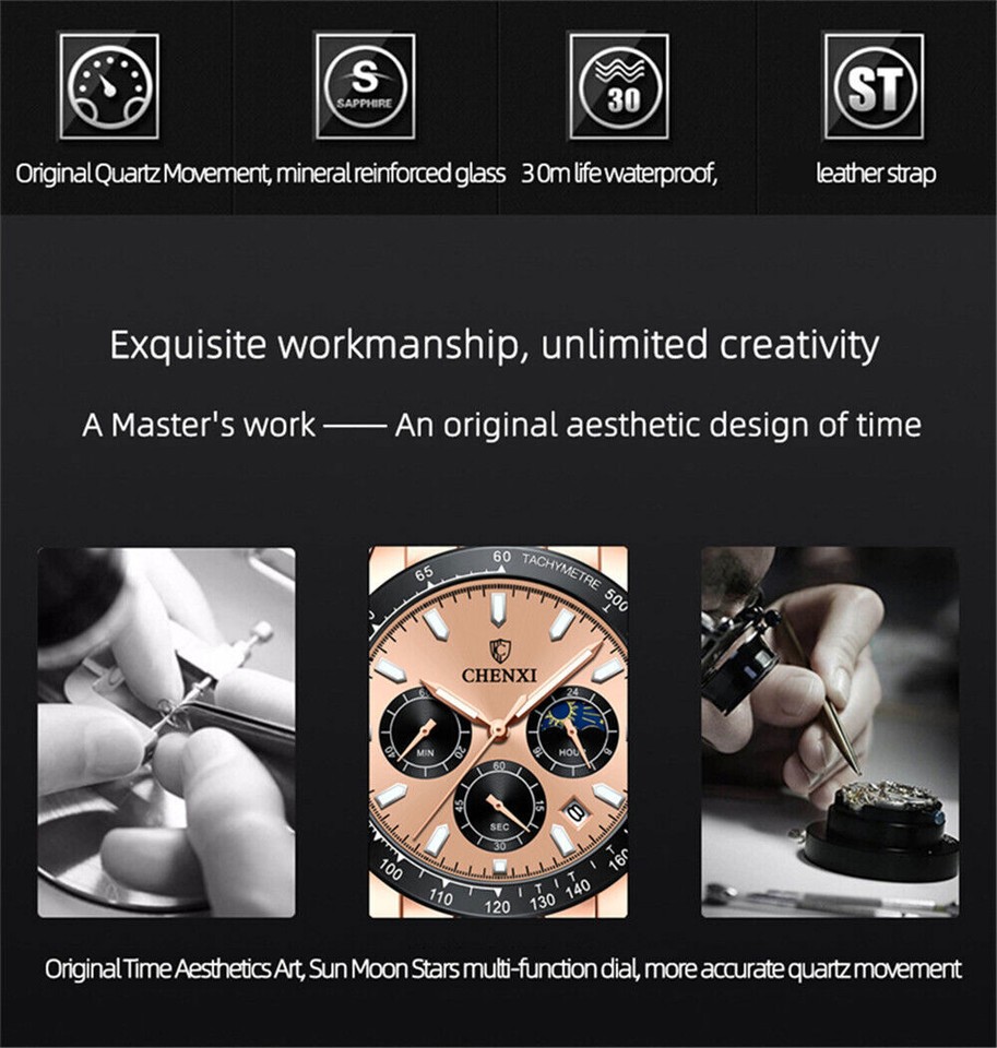 CHENXI Men Quartz Watch Multifunction Calendar Wristwatch Male Silicone Watches | eBay