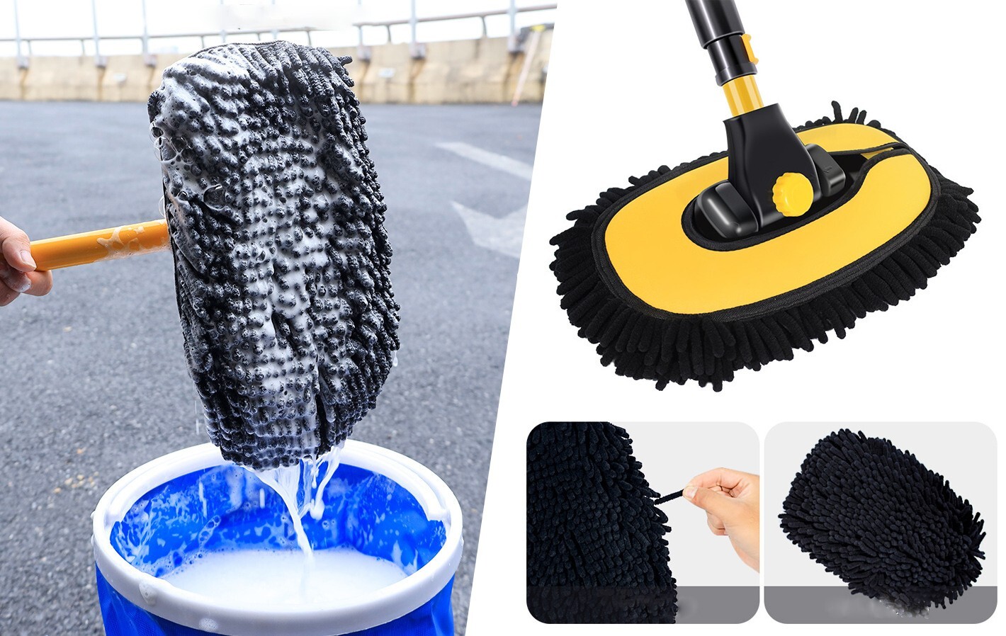 Adjustable Telescopic Car Wash Brush Kit Mop Long Handle Vehicle ...