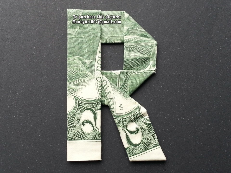 MONEY ORIGAMI LETTERS Made with REAL TWO Dollar Bill Cash Currency ...