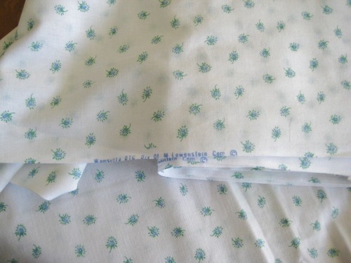 2 yards fabric cotton Wamsutta OTC M Lowenstein blue buds roses ...
