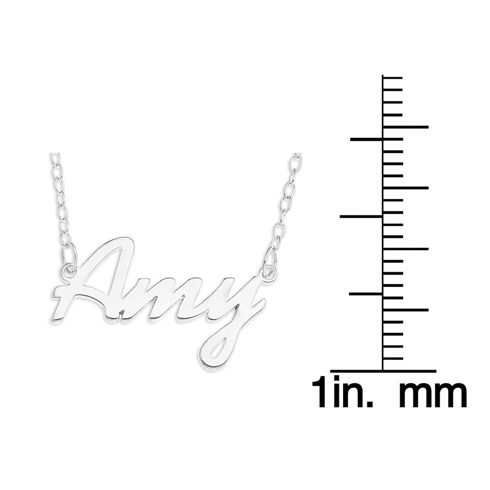 Amy Name Plate Necklace Pendent Sterling Silver female Personalized ...