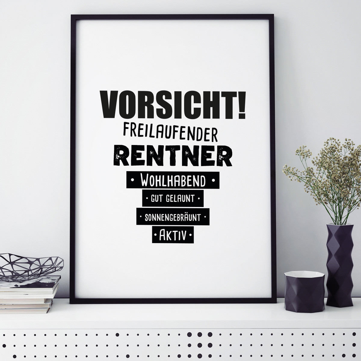 JUNIWORDS Poster "Vorsicht! Freilaufender Rentner" Ruhestand lustig DIN ...