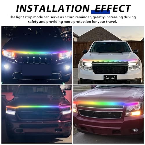 Car Led Lights Exterior Hood Light Strip IP68 Waterproof Multicolor ...