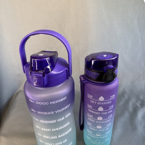 Motivational Timer Water Bottles 32 & 64 Oz. Plastic Purple Blue Twist ...