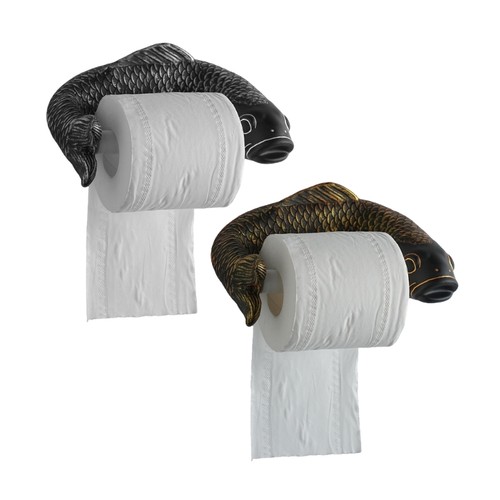 Wall Mounted Bathroom Paper Roll Rack with Fish Shape Accent | eBay ...