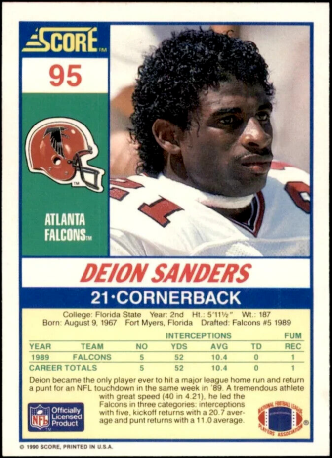 1990 Deion Sanders Score #95-MT | eBay