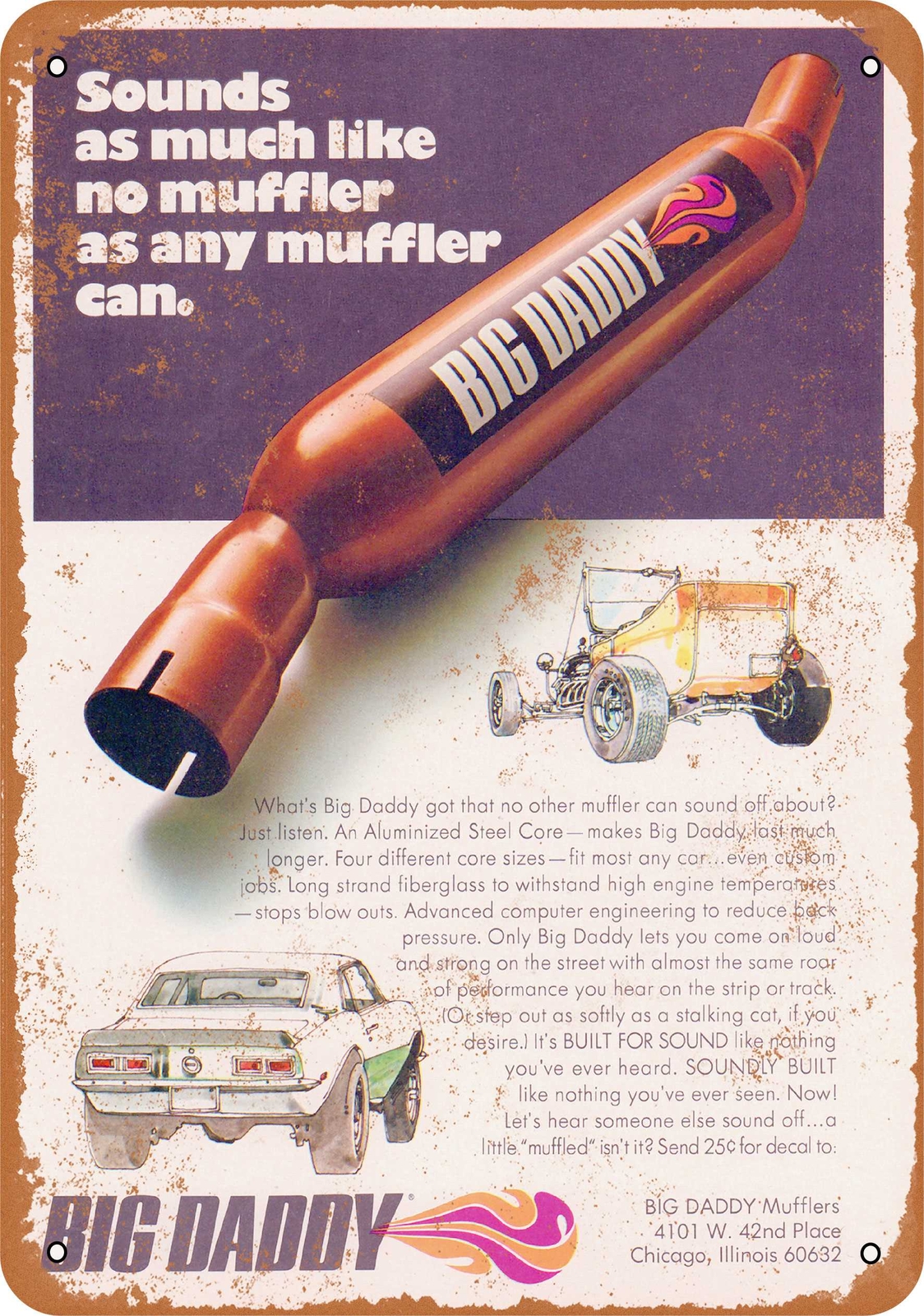 METAL SIGN - 1970 Big Daddy Mufflers - Vintage Look Reproduction | eBay