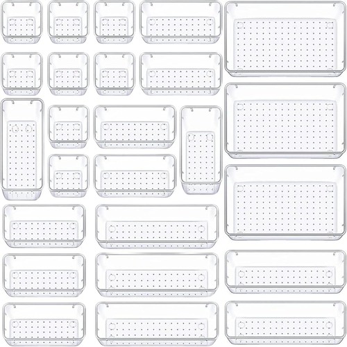 25 Pcs Draw Organizer Box Desk Drawer Fridge Tray Makeup Storage ...