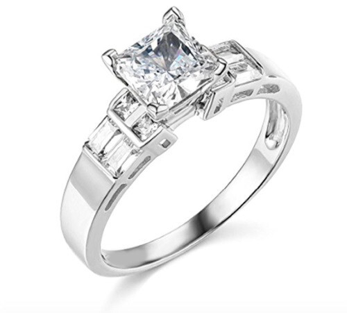 0.70Ct White Princess Cut CZ Engagement Wedding Ring Solid 925 Sterling ...