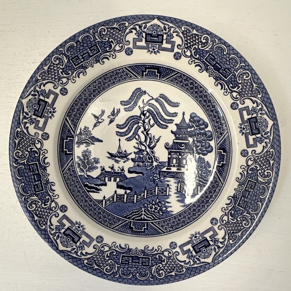4 Blue Willow EIT Dinner Plate SET 9-3/4”ENGLAND IRONSTONE Transferware ...