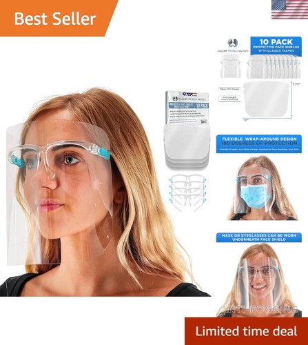 Full Face Protection Shields with Glasses Frames – 10-Pack in Ultra ...