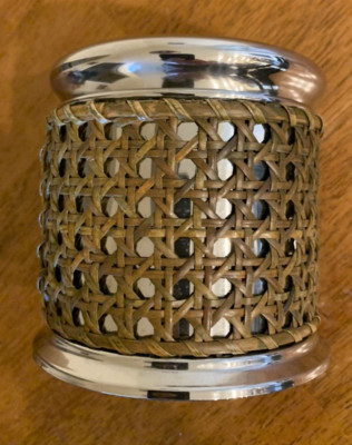 Stainless Natural Cane Wrapped Canister Storage Jar Bathroom Dresser ...