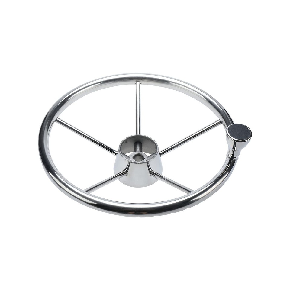 Boat Steering Wheel 5 Spoke 13.5" Dia Destroyer Style Marine Wheel w/M ...