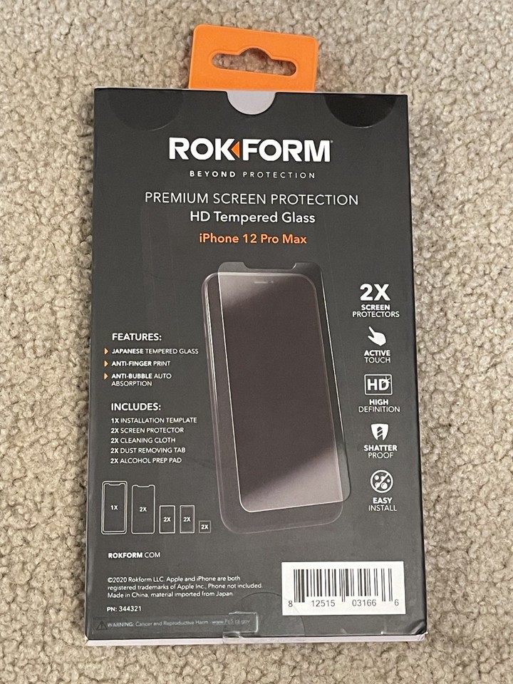 Rokform iPhone 12 Pro Max Tempered Glass Screen Protector Kit - 2-Pack ...