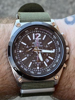 EDIFICE EFR-545 SOLAR PILOT / AVIATOR STYLE CHRONOGRAPH WATCH - GREEN ...