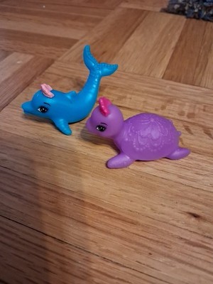 Barbie Pearl Princess Water Spraying Figurines - Purple Turtle & Blue ...