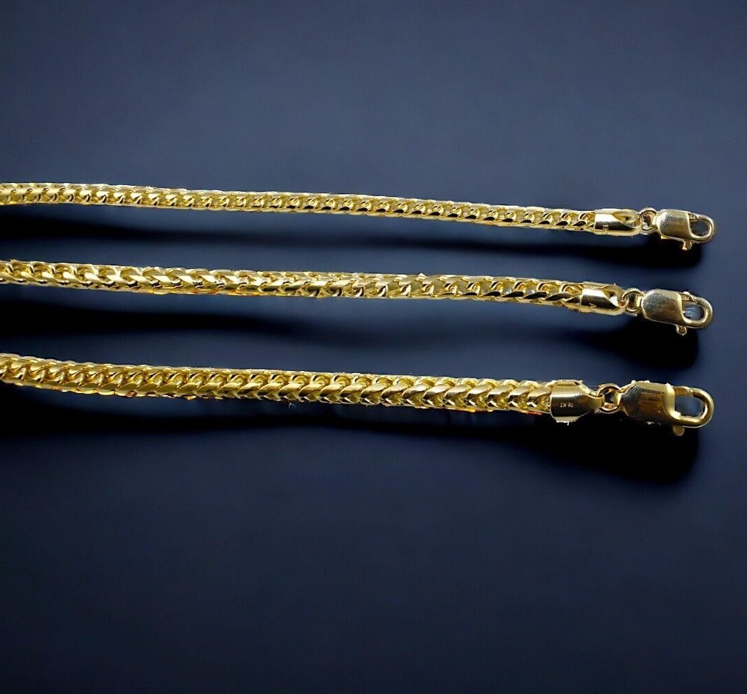 18K Yellow Gold SOLID Franco Round Box Chain Necklace Real Gold 2mm-5mm ...