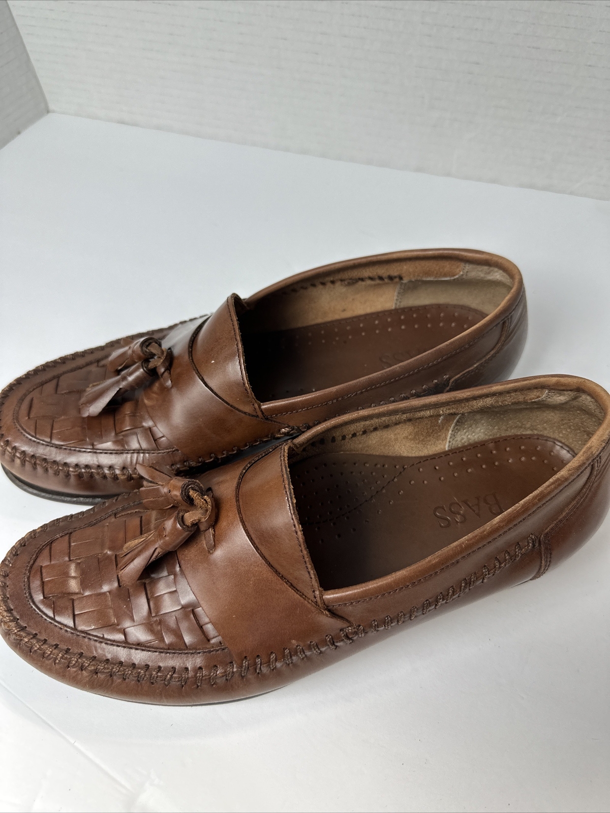 Bass Bryan Men's Tassels 26N5 Brown Leather Loafers Dress Shoes Low Top ...