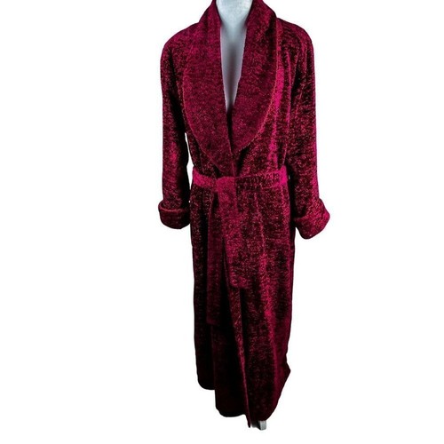 Diamond Tea Robe Red Crushed Velvet Full Length Robe Vintage Long ...