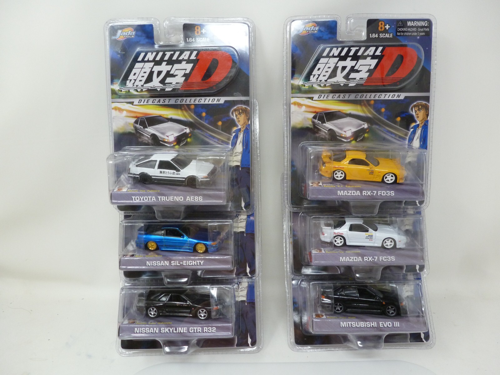 Brand New Jada Toys 1/64 Initial D Diecast Cars Complete Set of 6 Seal ...