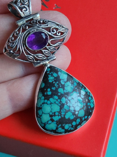 MATRIX TURQUOISE STERLING SILVER PENDANT, 17 GRAMS | eBay