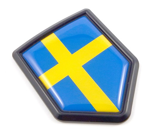 Sweden Swedish Black Flag Shield emblem Car bike Decal crest 3D sticker ...