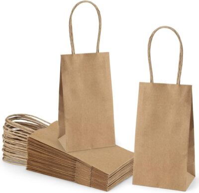 25 Pack Small Kraft Paper Bags Mini Gift Bags with Handles for Party ...