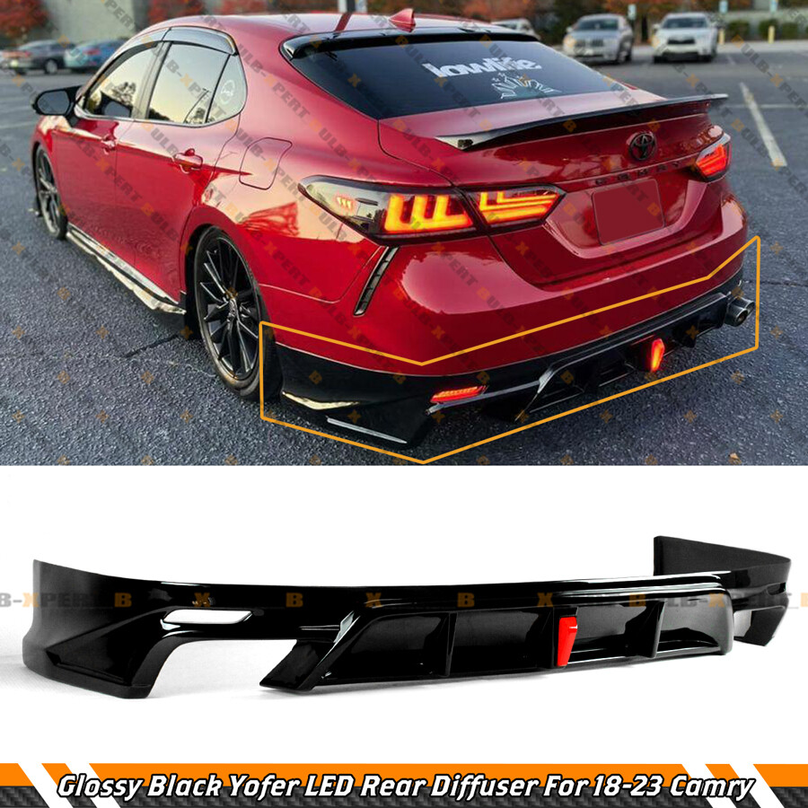 YOFER V1 LED GLOSS BLACK REAR BUMPER DIFFUSER FOR 2018-2024 TOYOTA ...