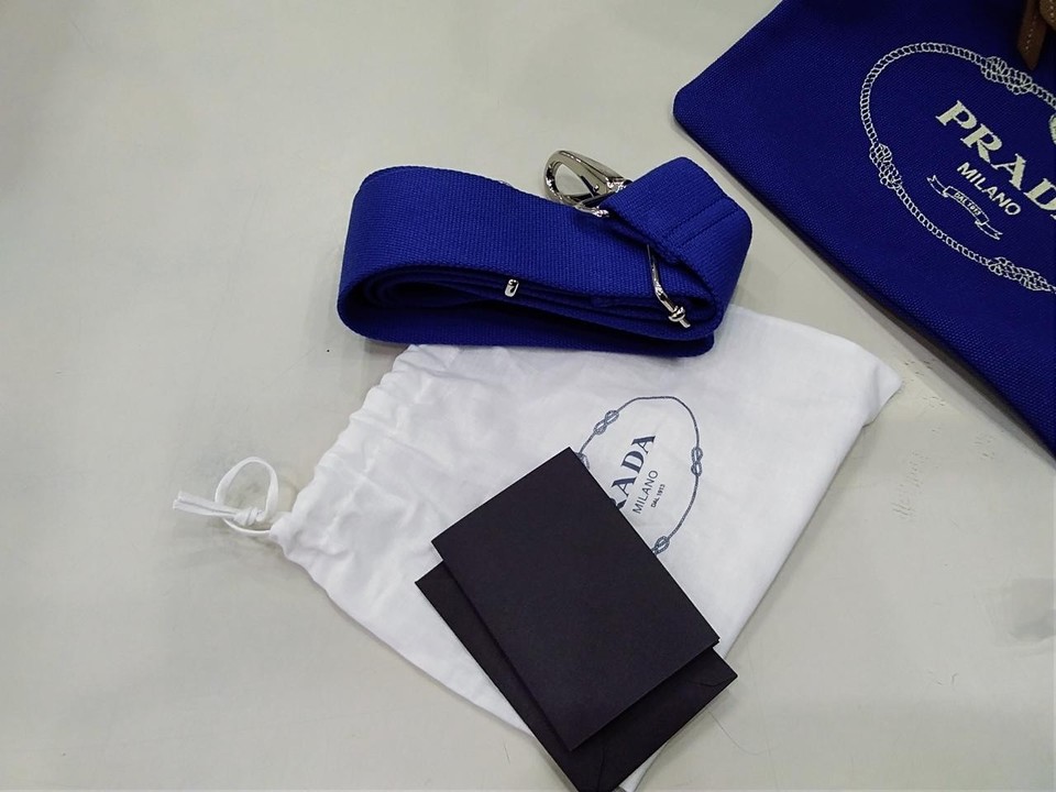 Prada Canapa Fabric Handbag 2Way Tote 1Bg163 Shoulder Blue bag Cannapa ...