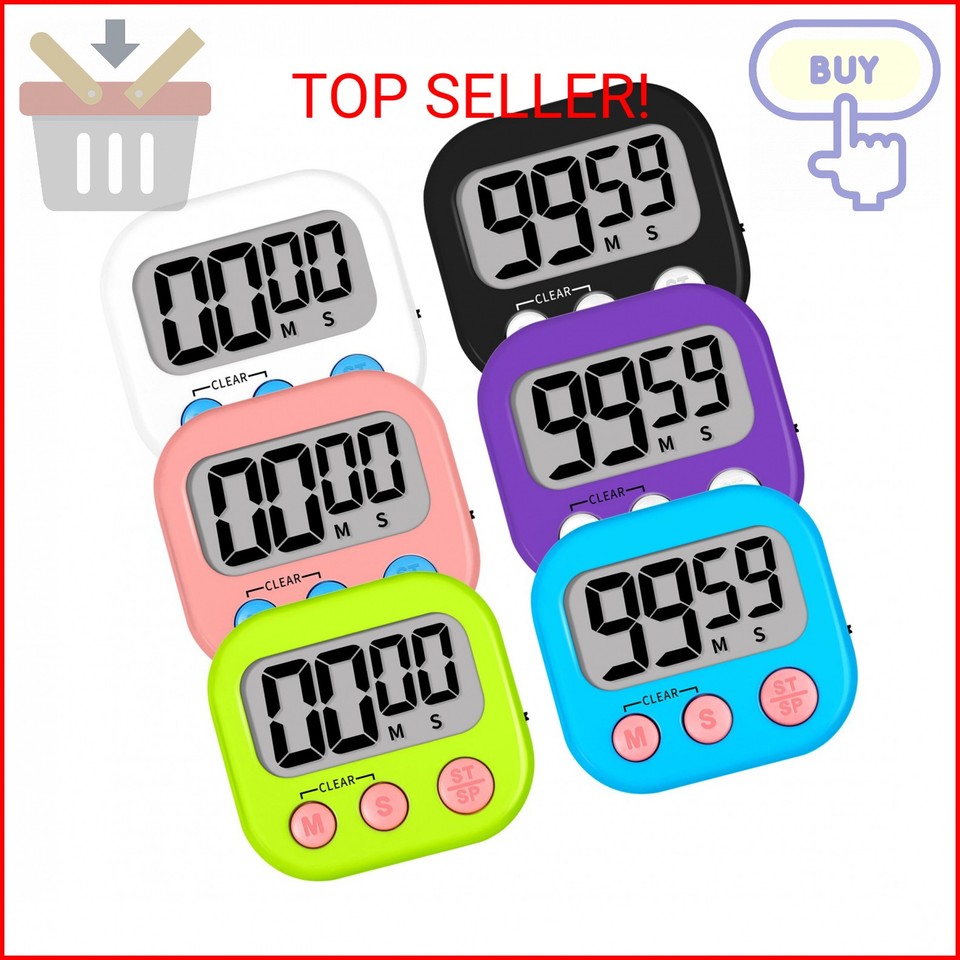 Lasubst Digital Kitchen Timers for Cooking, Magnetic Classroom Timers ...