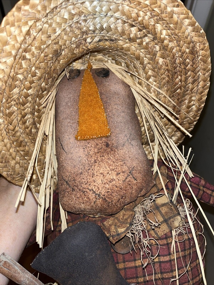 Primitive Hand Made Halloween Moses Allen Scarecrow Fall Doll Grungy ...
