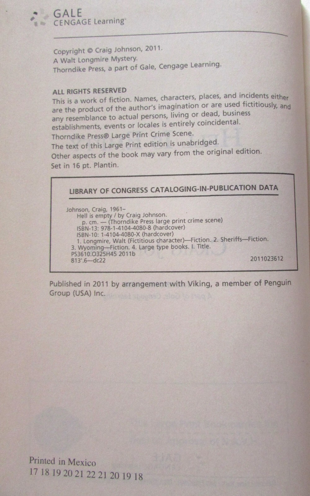 Hell Is Empty by Craig Johnson (2011, Hardcover) for sale online | eBay