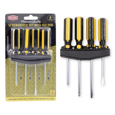 4x Screwdriver Set With Holder Tool Phillips Flat Head Carbon Steel ...