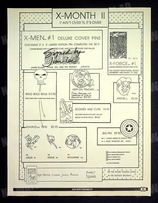 Marvel Comics Planet Studios Pins 1991 X-Men Print Magazine Ad Poster ...