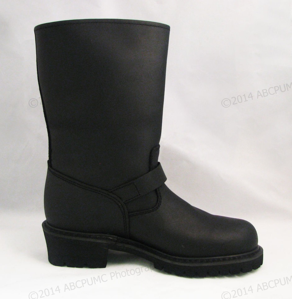 Men's Engineer Boots Motorcycle Biker Full Grain Black Leather Riding ...
