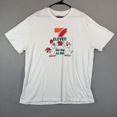 7-Eleven Shirt Mens 2XL White All Day All Nite Graphic Tee Rooster ...