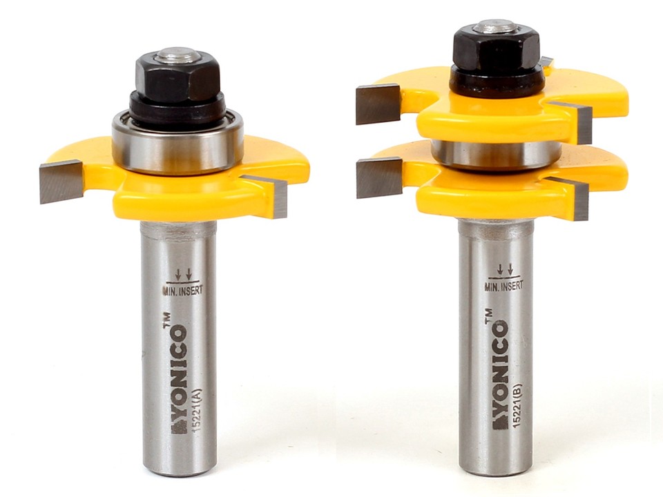 Tongue and Groove Router Bit Set Up to 3/4 Inch Stock 1/2" Shank Yonico ...