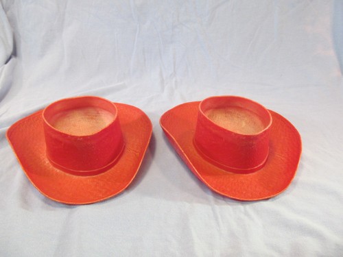VINTAGE RED HARD PLASTIC COWBOY HAT CHIP & DIP BOWLS 7" x 8 1/2" | eBay