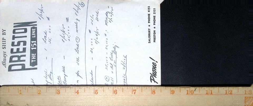 1955 Preston 151 Line Trucking Company Letterhead with Handwritten ...