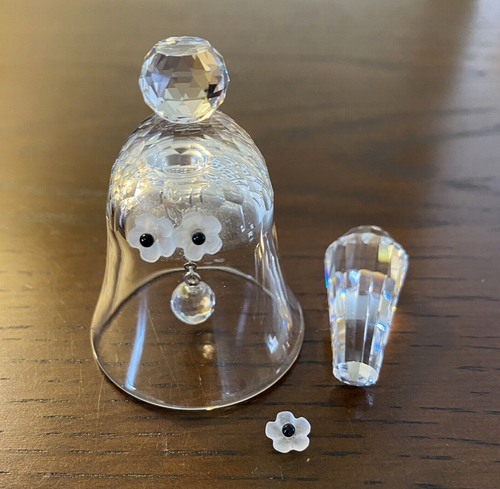 Swarovski Crystal Bell w/ Frosted Flowers & Clapper on Chain - Needs Re ...